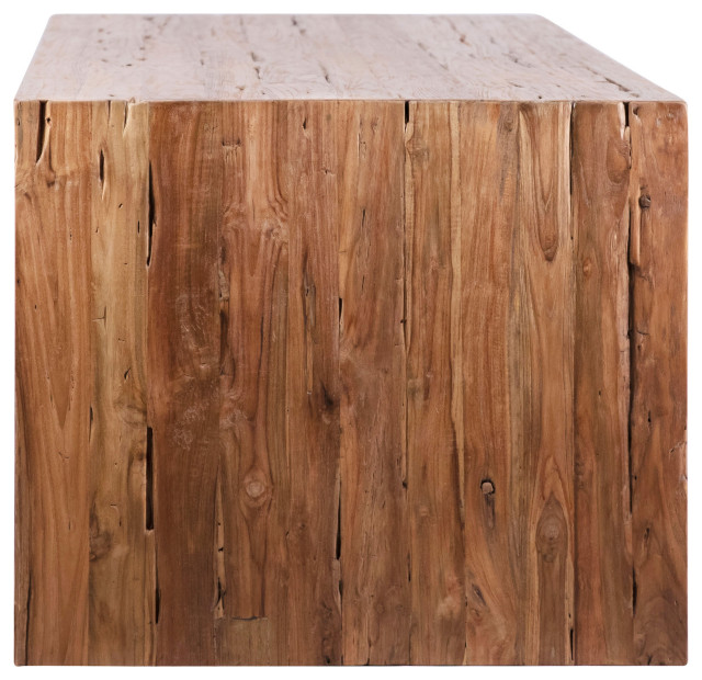 Chilton 78" Rectangular Reclaimed Teak Waterfall Dining Table - Rustic ...