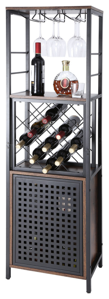 VEVOR Industrial Bar Cabinet Wine Bar Home Table With Wine Rack & Glass ...