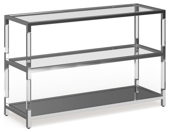 Furniture of America Jask Contemporary Glass 2-Shelf Sofa Table in ...
