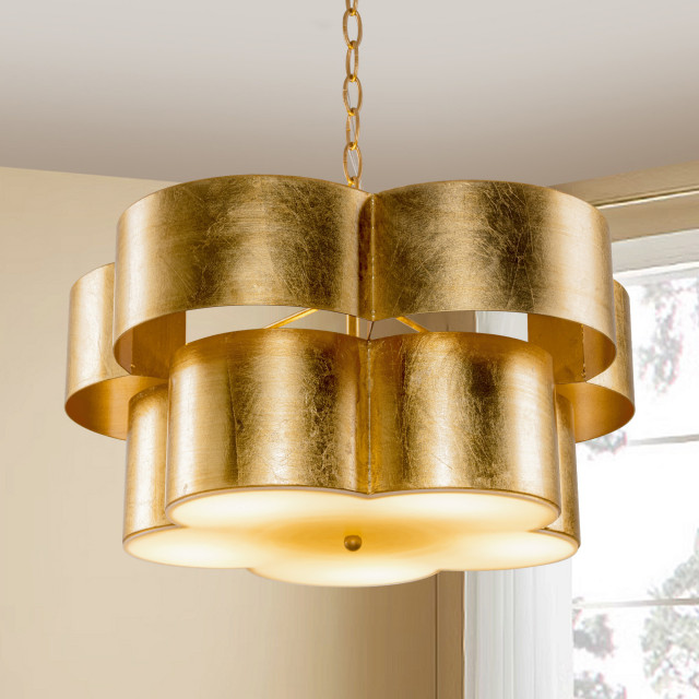 19.68-inch Flower Shape Modern Chandeliers, Gold - Beach Style ...