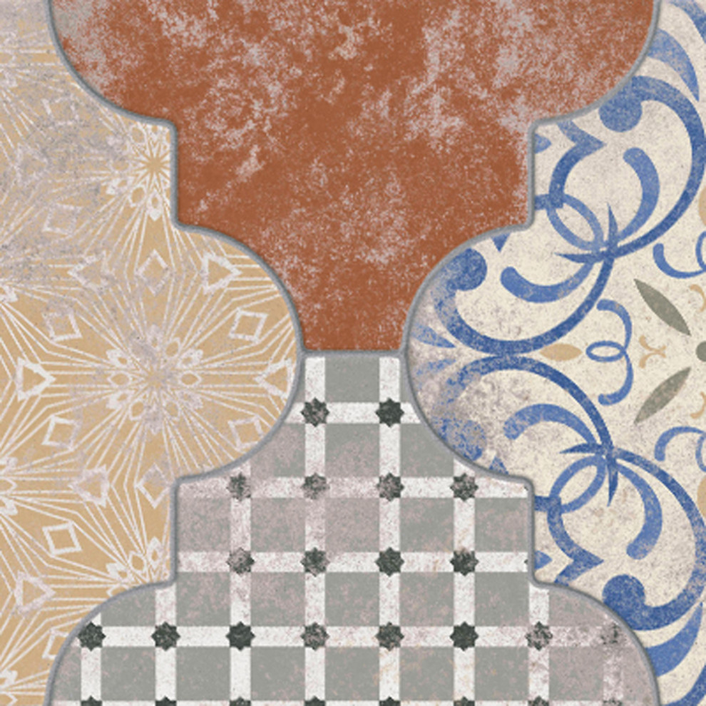 Riga Patchwork Ceramic Floor and Wall Tile Sample - Wall And Floor Tile ...