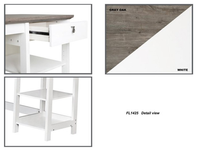 Saint Birch Finley L-Shaped Modern Wood Writing Desk in White/Driftwood ...