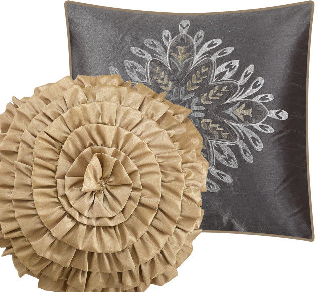 Amelia Floral Jacquard 6-Piece Bedding Comforter Set, Queen ...