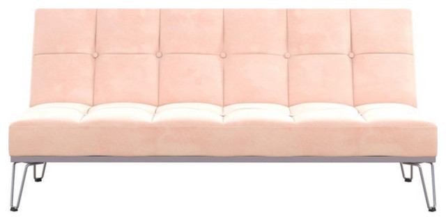 Novogratz Elle Futon Convertible Sofa Bed and Couch in Pink ...