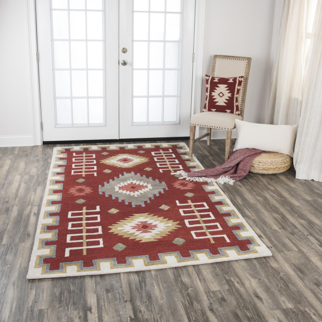 Rizzy Home MZ161B Mesa Area Rug Red, 5' x 8' - Southwestern - Area Rugs ...
