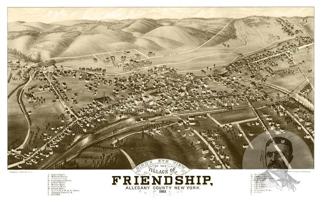 Old Map of Friendship New York 1882, Vintage Map Art Print, 24"x36 ...