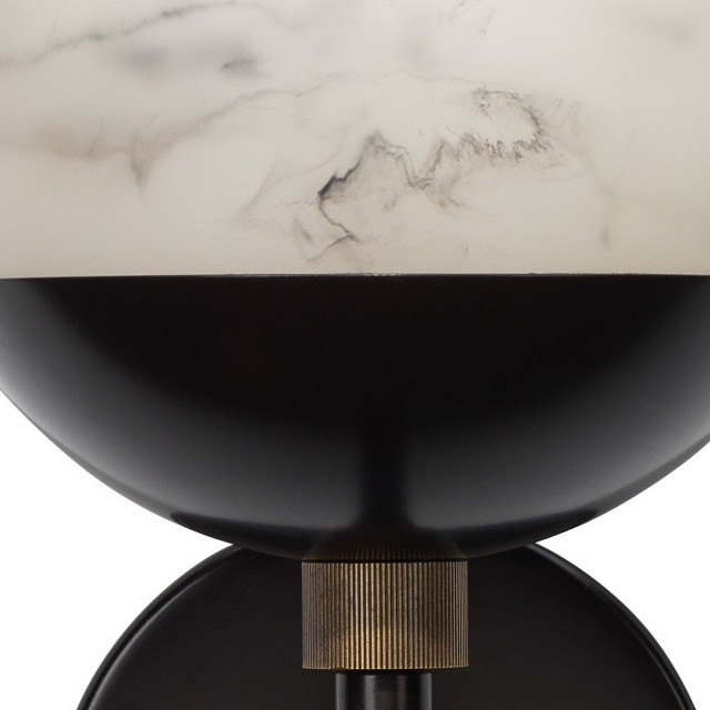 Vintage Style Faux Alabaster Globe Shade Wall Sconce Bronze Metal ...