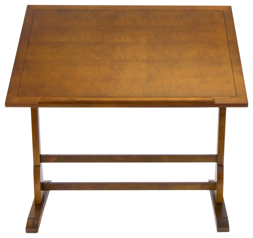 Studio Designs Elegant Distressed Vintage Drafting Table, Rustic Oak ...