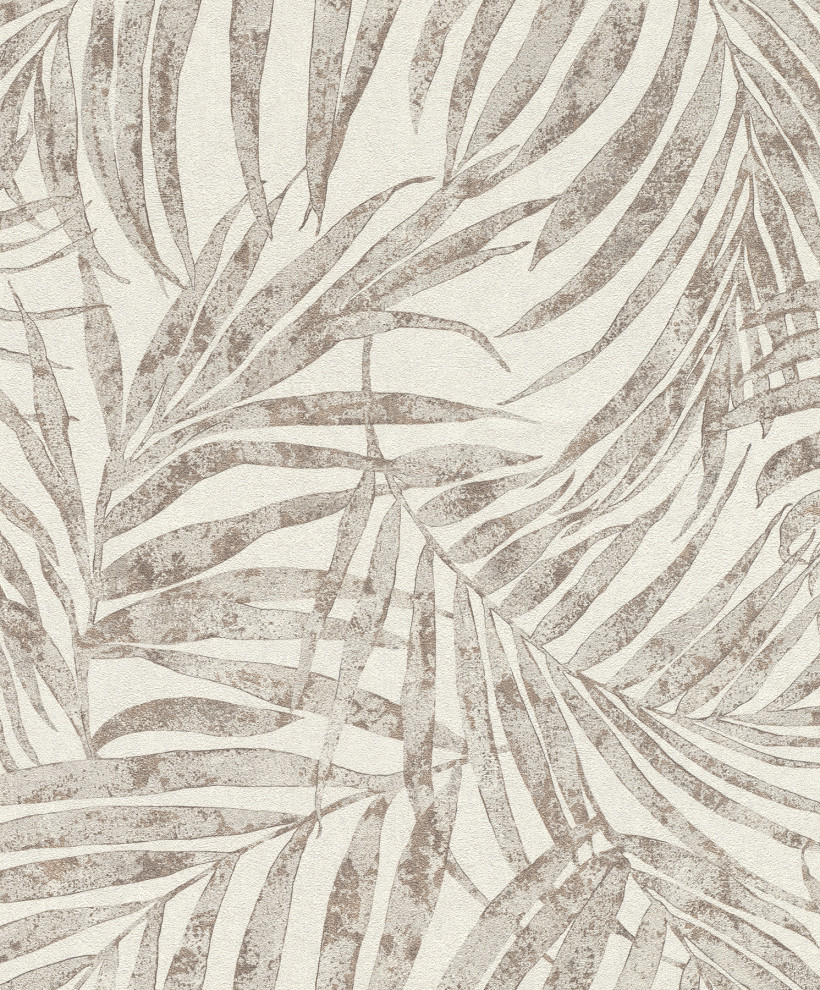 Anzu Pewter Frond Wallpaper - Tropical - Wallpaper - by Brewster Home ...