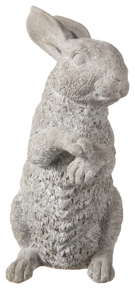 12" Cement Standing Rabbit Figurine Concrete Gray Finish - Farmhouse ...