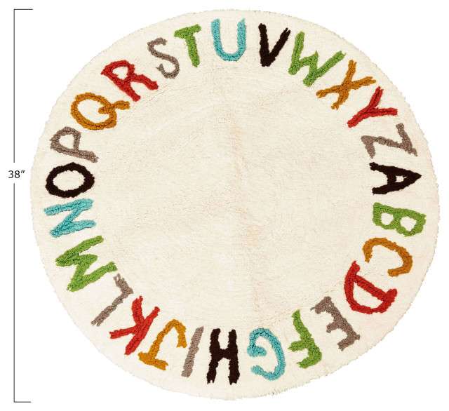 38" Round Cotton Tufted Alphabet Rug - Contemporary - Kids Rugs - by ...