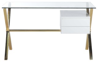 Gold Beverly Desk, Small - Contemporary - Desks And Hutches - by Pangea ...