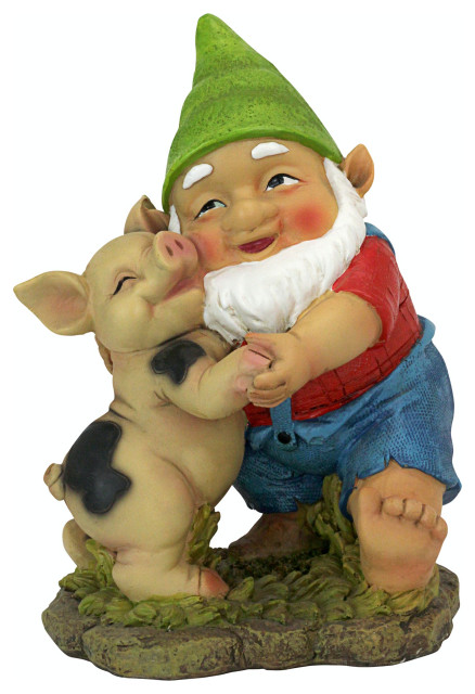 Happy As A Pig In Slop Garden Gnome - Traditional - Garden Statues And ...