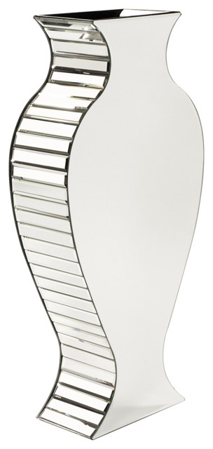 HomeRoots Curvy Shaped Tall Mirrored Panel Side Vase - Contemporary ...