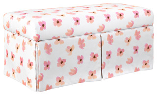 Andrews Skirted Storage Bench in Floating Petals Pink - Contemporary ...