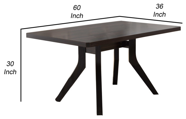 Dining Table With Wooden Top and Angled Legs, Brown - Transitional ...