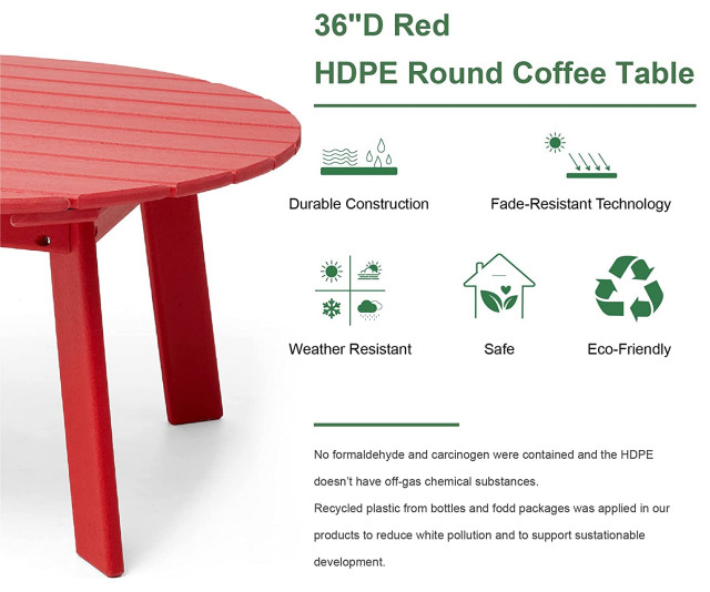 Patio Coffee Table, Weather Resistant HDPE Frame With Slatted Top ...