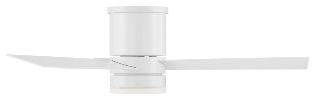 Axis 3-Blade Smart Flush Mount Ceiling Fan 44" Matte White, 3500K LED ...