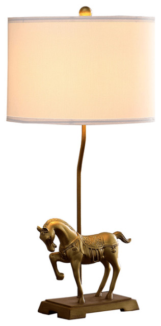 30" Gold Stallion Horse Table Lamp With White Shade - Contemporary ...