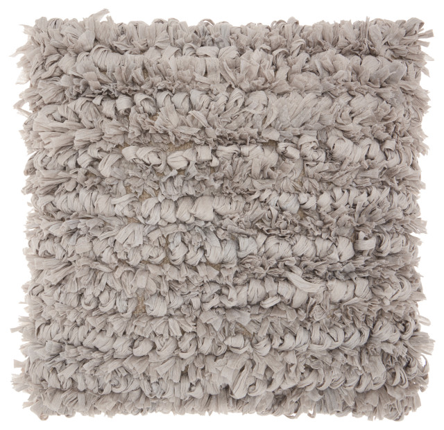 Nourison Home 20"x20" Mina Victory Shag Paper Loop Shag Gray Throw ...