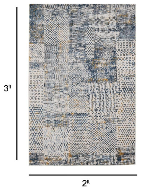 Cairo Collins Ivory/Blue Polyester Blend Area Rug, 7'10"x10'10", 7'10 ...