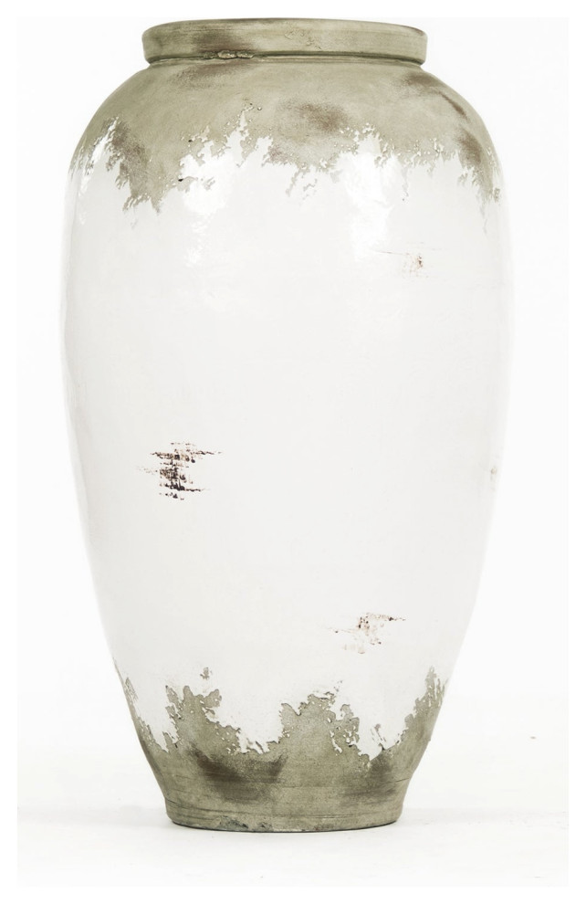 Distressed Off-White Large Vase - Farmhouse - Vases - by Hudson Home ...