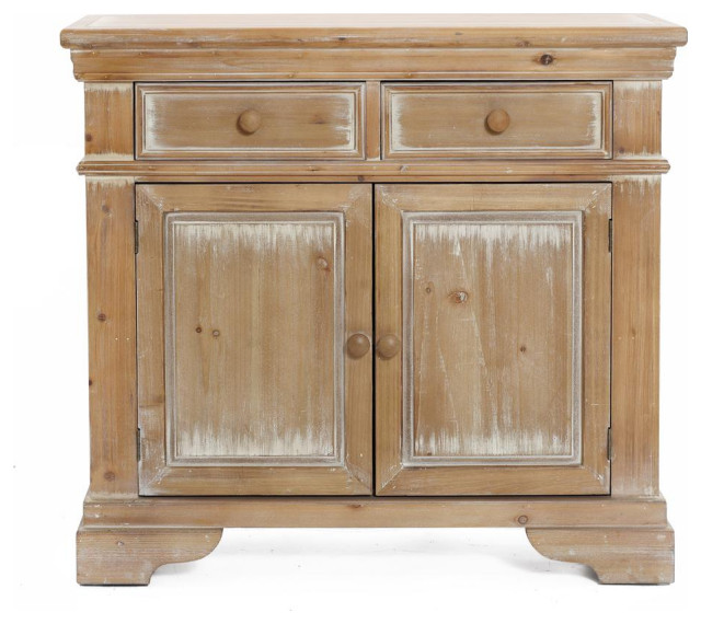 Distressed Wood 2-Drawer 2-Door Storage Cabinet - Contemporary ...