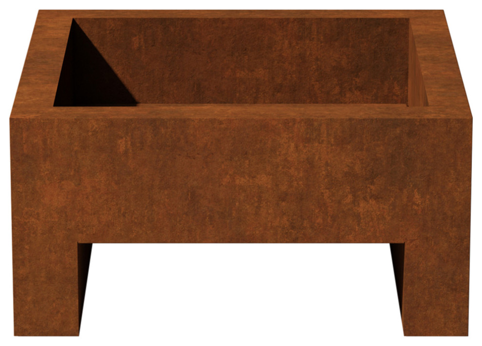 Fire Series Corten Steel Pit Cube - Transitional - Fire Pits - by ...