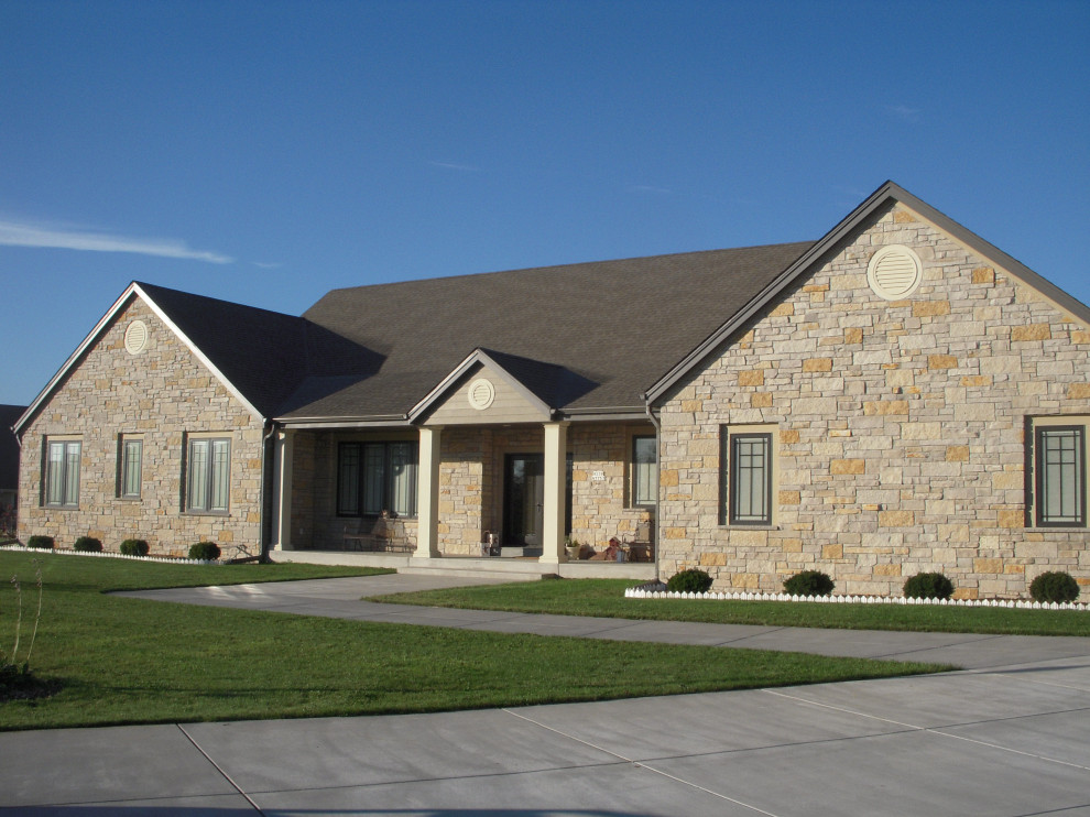 Evanston Real Stone Veneer Ranch Home - Traditional - House Exterior ...