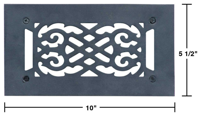 4 Heat Air Vent Grille Cast Aluminum Victorian Black Finish Register ...