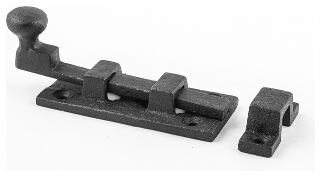 Black Wrought Iron Slide Bolt 3.5" Wide Rustproof Finish Door Bolt ...