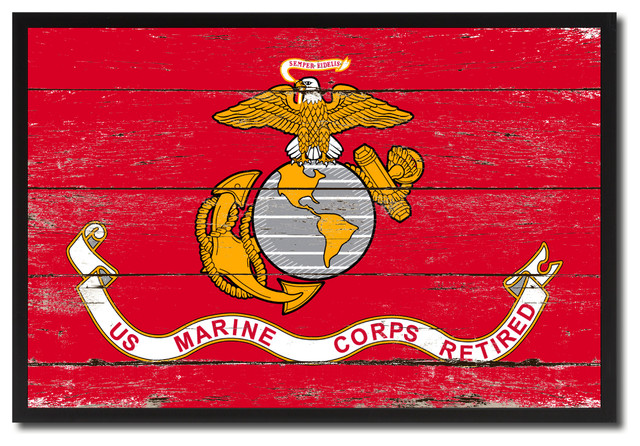 US Marine Corps Retired Military Flag Canvas Print, 13"x19", 19"x28 ...