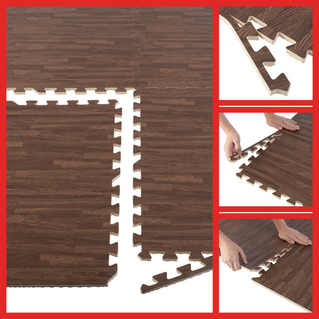 EVA Foam Floor Tiles 24 SQFT Woodgrain Mats for Floor Interlocking Foam ...
