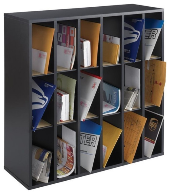 Safco 18 Compartment Mail Sorter in Black - Transitional - Desk ...
