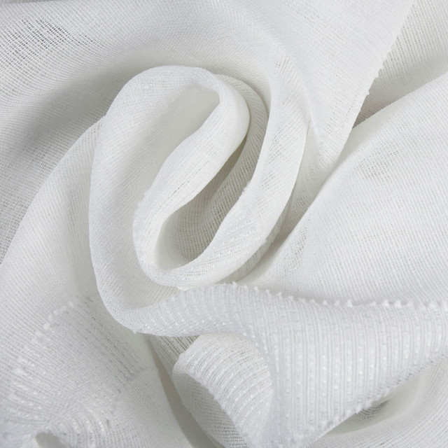 Vega White Patterned Linen Sheer Fabric Sample, 4Wx4L, 4W x 4L ...