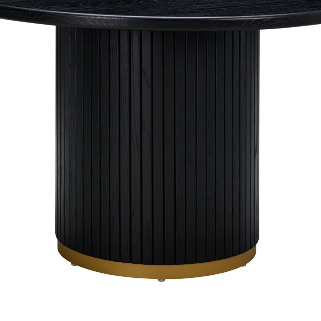 Chelsea Black Oak Round Dining Table - Black - Transitional - Dining ...