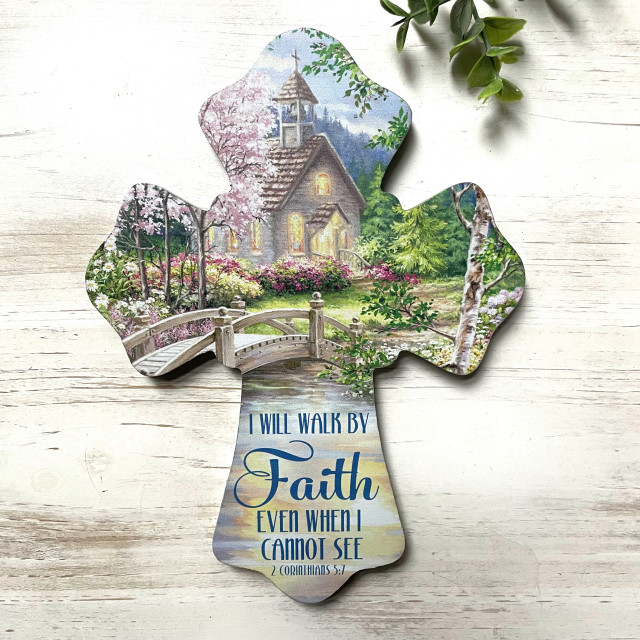 "Walk by Faith" Wooden Cross - Farmhouse - Wall Accents - by Glow Decor ...
