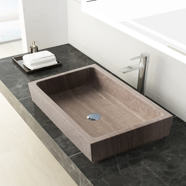 Lehi Stone Vessel Sink in Wooden Grey Marble - Modern - San Francisco ...