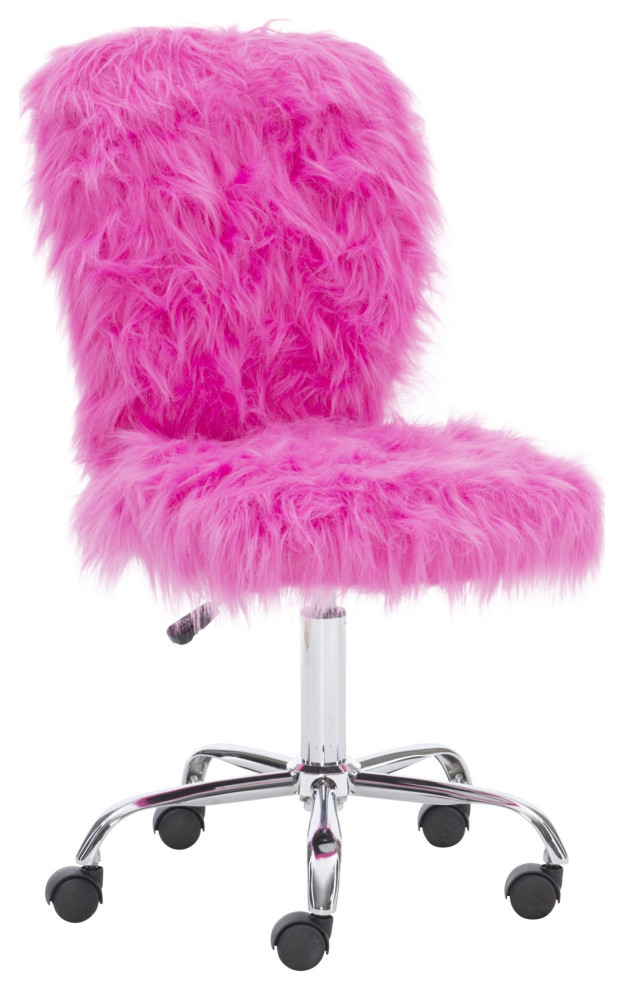 Faux Flokati Armless Office Chair Pink - Contemporary - Office Chairs ...