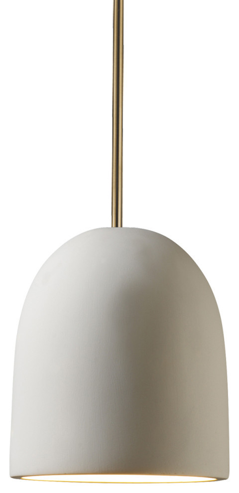 Radiance Small Bell Pendant, Bisque, Antique Brass, Rigid Stem, LED ...