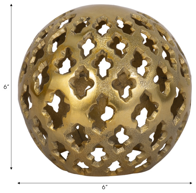 Metal, 6" Cut-Out Orb, Gold - Contemporary - Decorative Objects And ...
