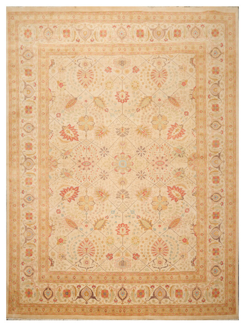 Hand Knotted Beige,Gold Persian Wool Oriental Area Rug, 9x12 ...