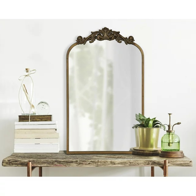 Traditional Arched Wall Mirror with Unique Cascading Crown Accent ...