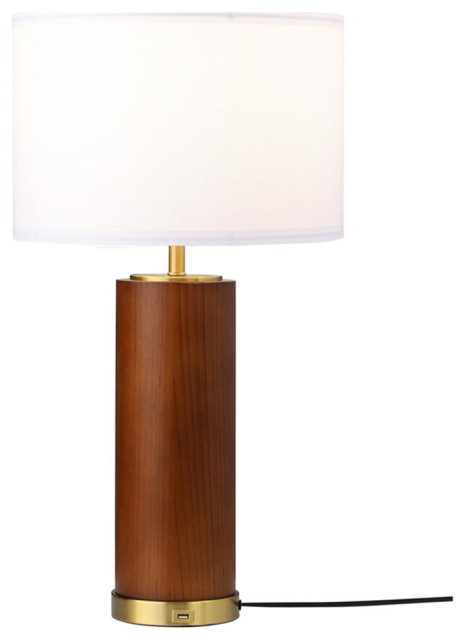 Coaster Aziel Wood & Fabric Bedside Table Lamp in Cappuccino and White ...
