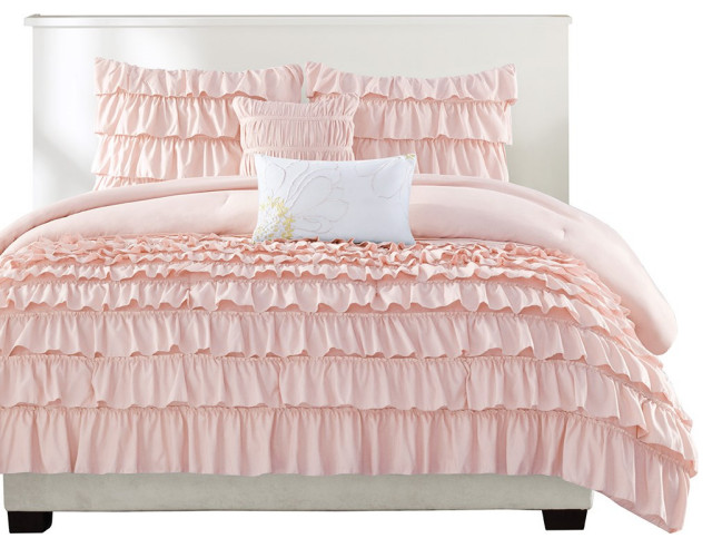 Intelligent Design Waterfall Comforter Set, Blush - Contemporary ...