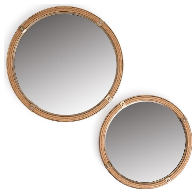 Two's Company 53424 2-Piece Set Wall Mirrors With Rope Accent - Beach ...