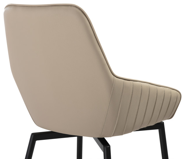 Shilo Swivel Upholstered Dining Chair in Faux Leather with Black Metal ...