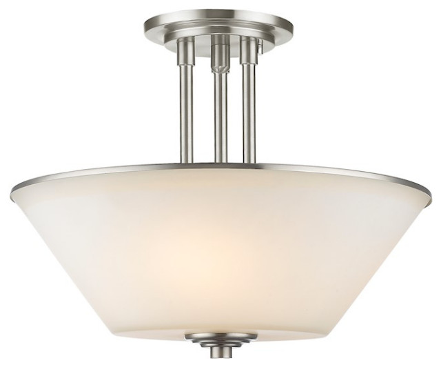 Z-Lite Jarra 3-Light Semi Flush Mount, Brushed Nickel, Matte Opal ...