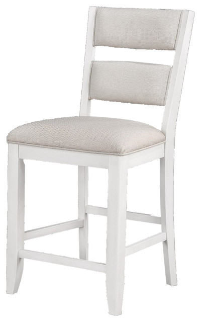 Kith 24" Counter Height Chairs, Set of 2, Padded Seat and Back, White ...