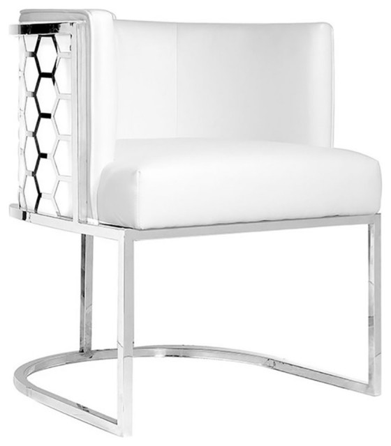 Uptown Club Elysee 17" Hexagon Pattern Faux Leather Dining Chair in ...